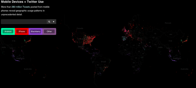 整合 2.8 億則訊息 Twitter 全球地圖，一窺手機用戶的發文習慣與位置 | T客邦