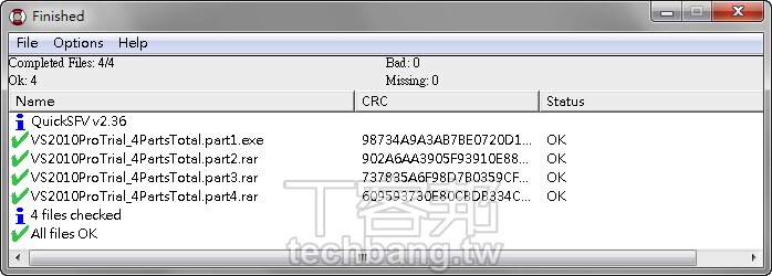 QuickSFV幫你診斷檔案無損 | T客邦