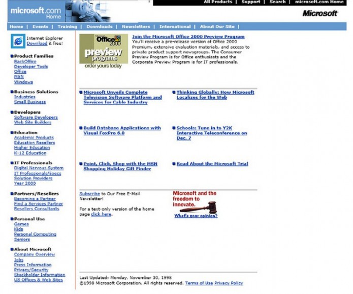顧：從1994年到現在，Microsoft.com首頁的演化 | T客邦