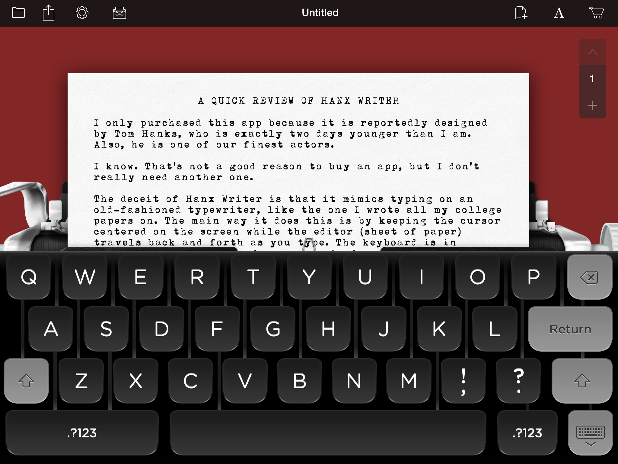 湯姆漢克斯冠名推出！iPad 版打字機 Hanx Writer | T客邦