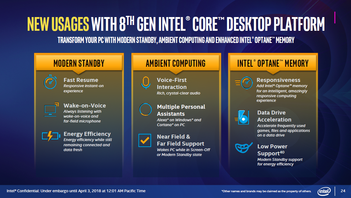 Intel 完備第八代 Core 桌上型平台，再挾帶實體 6 核 Core i9 與 Optane 進攻行動領域 | T客邦