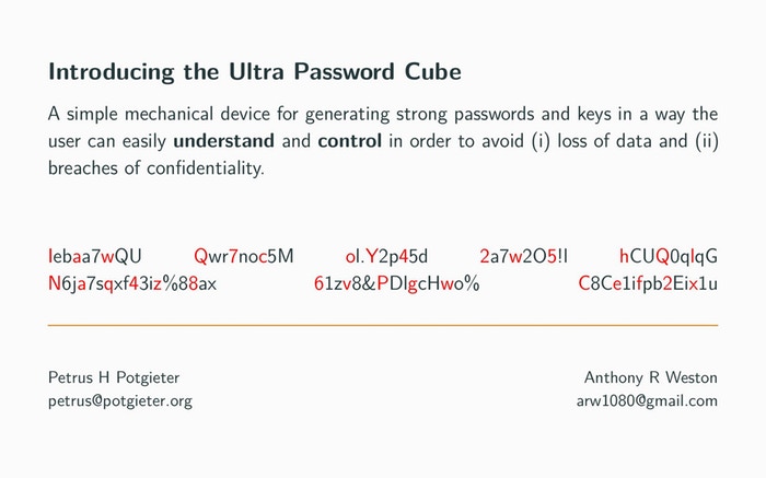 Ultra Password Cube 亂數密碼產生器，免插電就能轉出安全密碼 | T客邦
