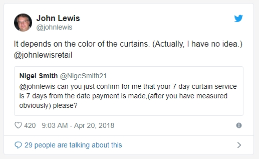 這名美國人John Lewis 與英國百貨公司同名，導致Twitter一年收到5萬則以上的客訴......他竟然幫忙回覆了 | T客邦