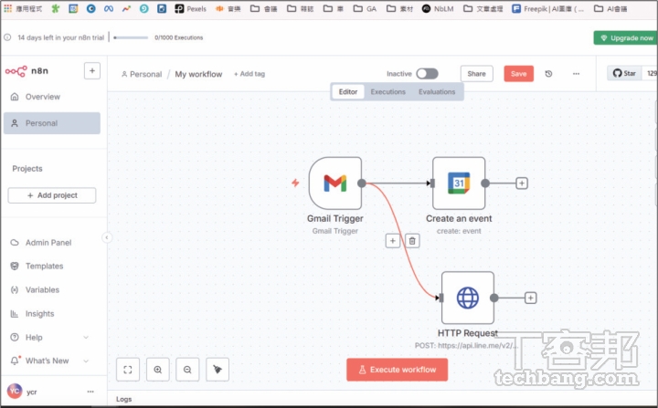 n8n 應用教學：當 Gmail 收到信用卡帳單，自動發提醒訊息到你的 LINE | T客邦